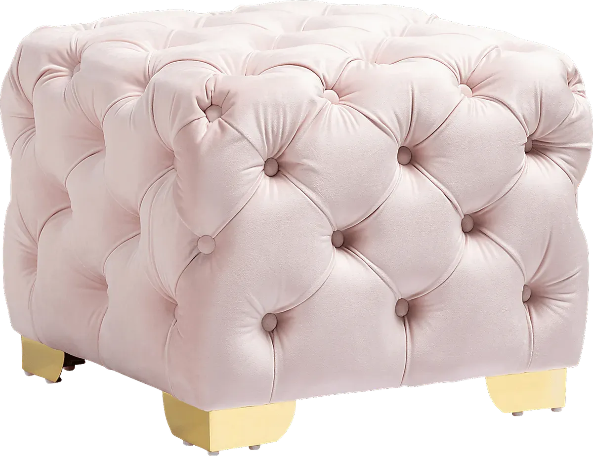 Avocet Pink Velvet Plush Ottoman | Rooms to Go