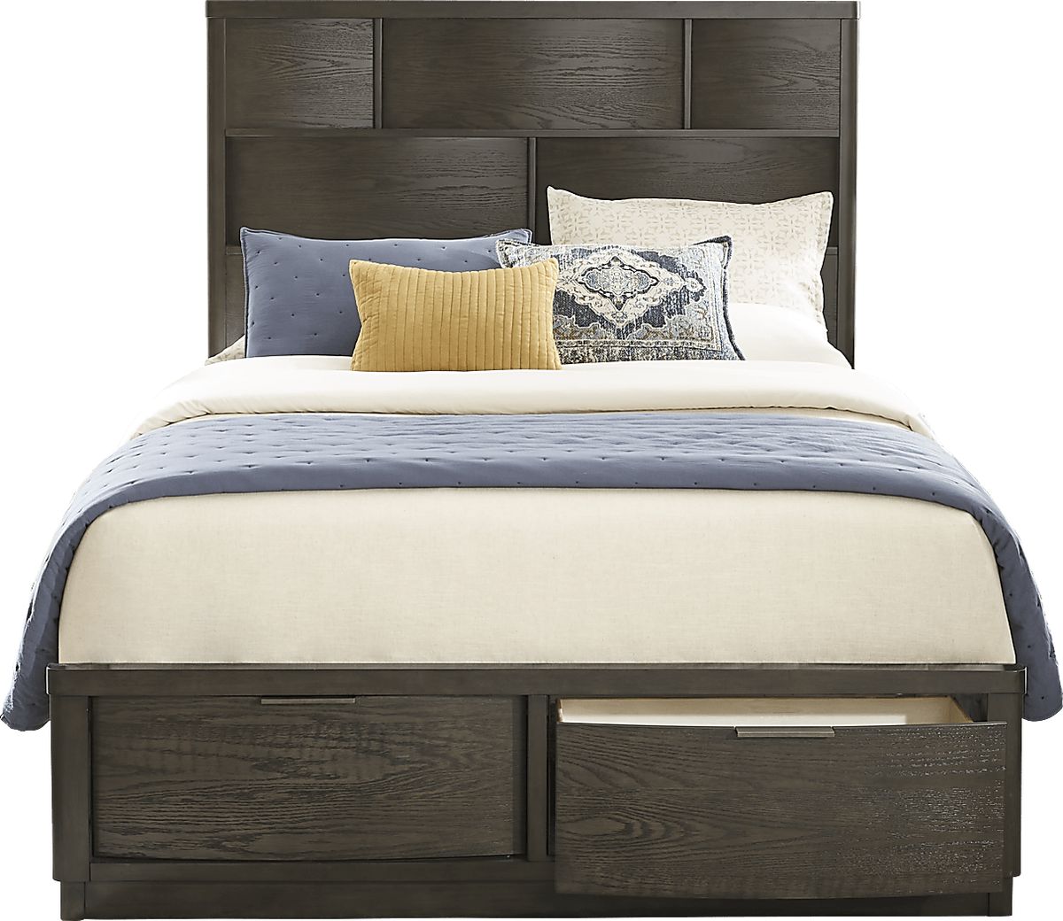Avona Place Brown Dark Wood 3 Pc King Panel Bed With Storage | Rooms to Go