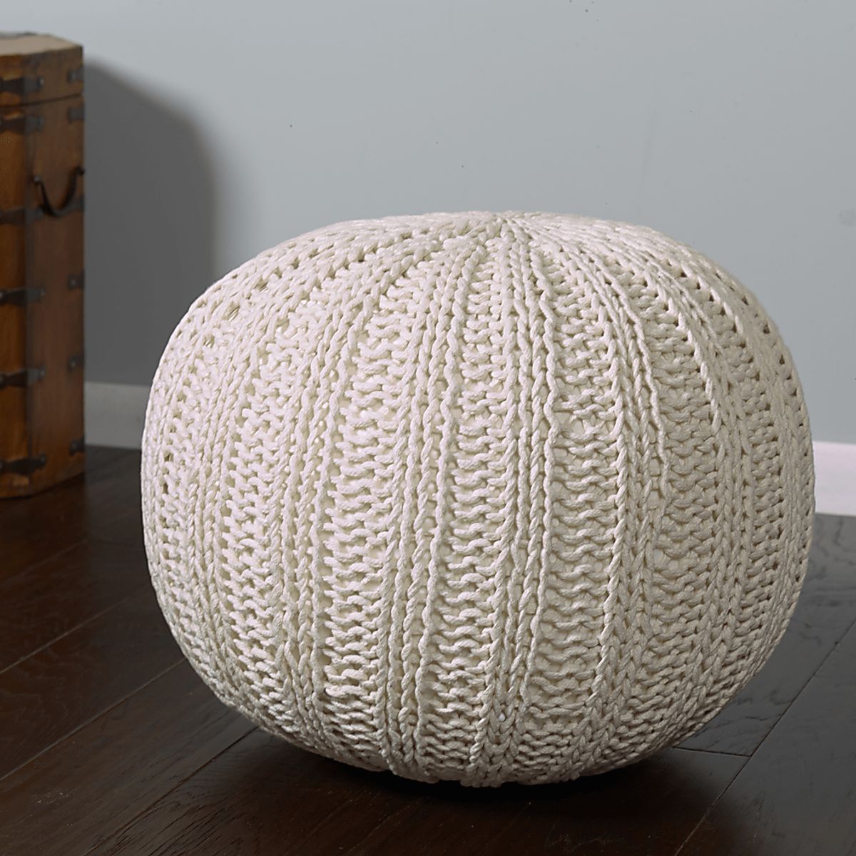 Ayidu Ivory Beige Cotton Fabric Poufs | Rooms to Go