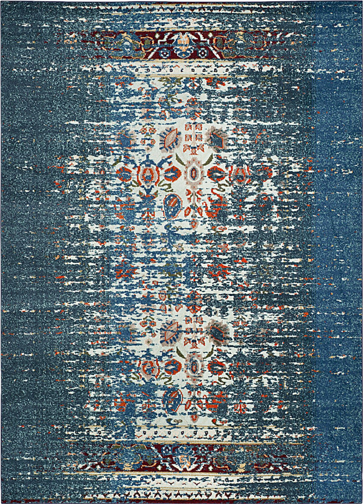 Aziza Blue Polypropylene Fabric Rug | Rooms to Go