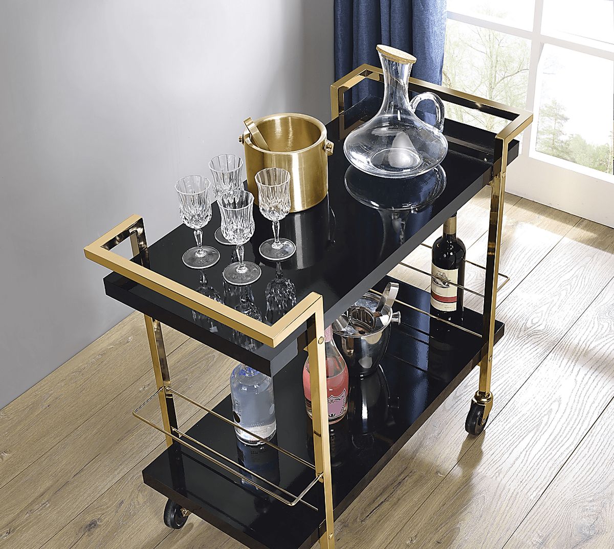 Baddsley Black Bar Cart | Rooms to Go