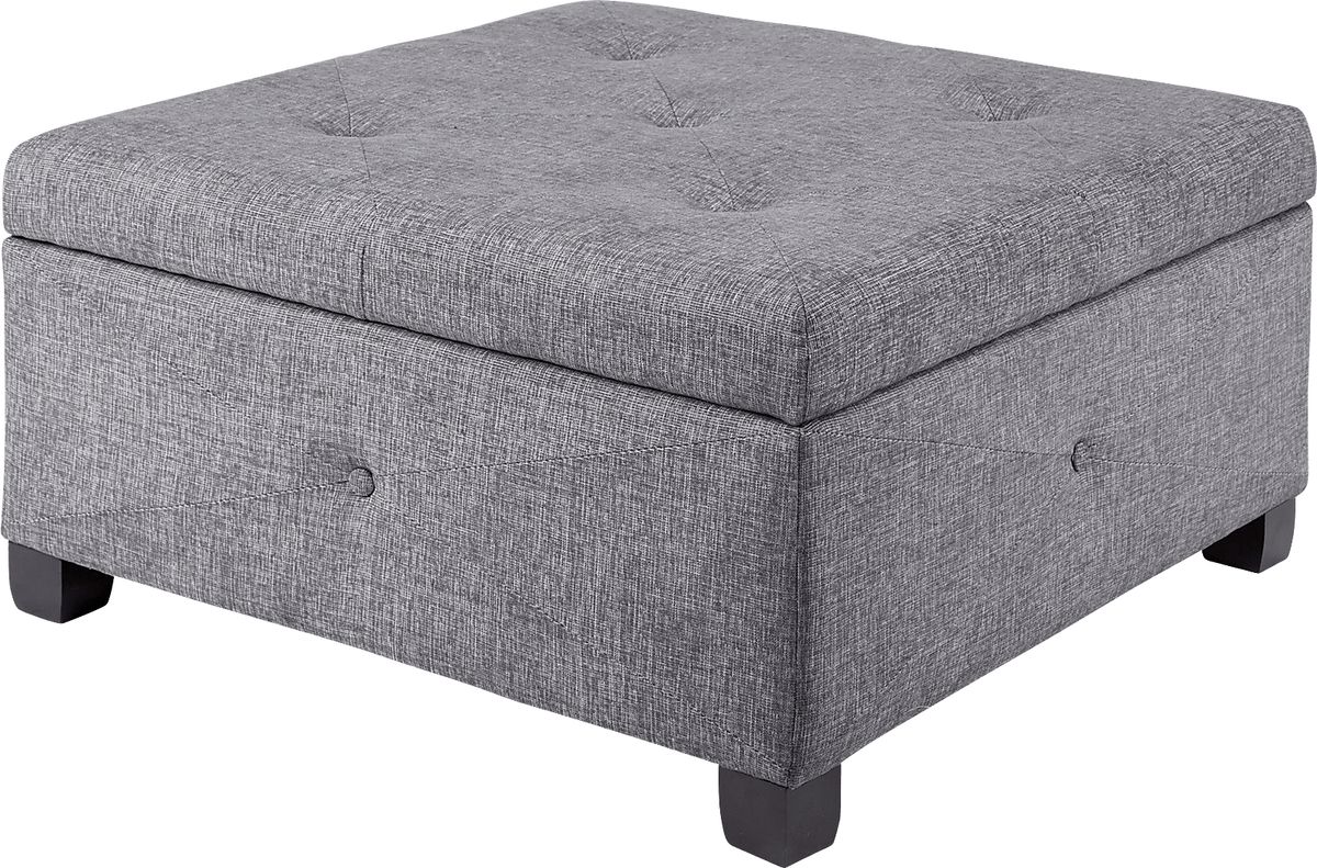 Balkin Charcoal Black,Gray Polyester Fabric Ottoman | Rooms to Go
