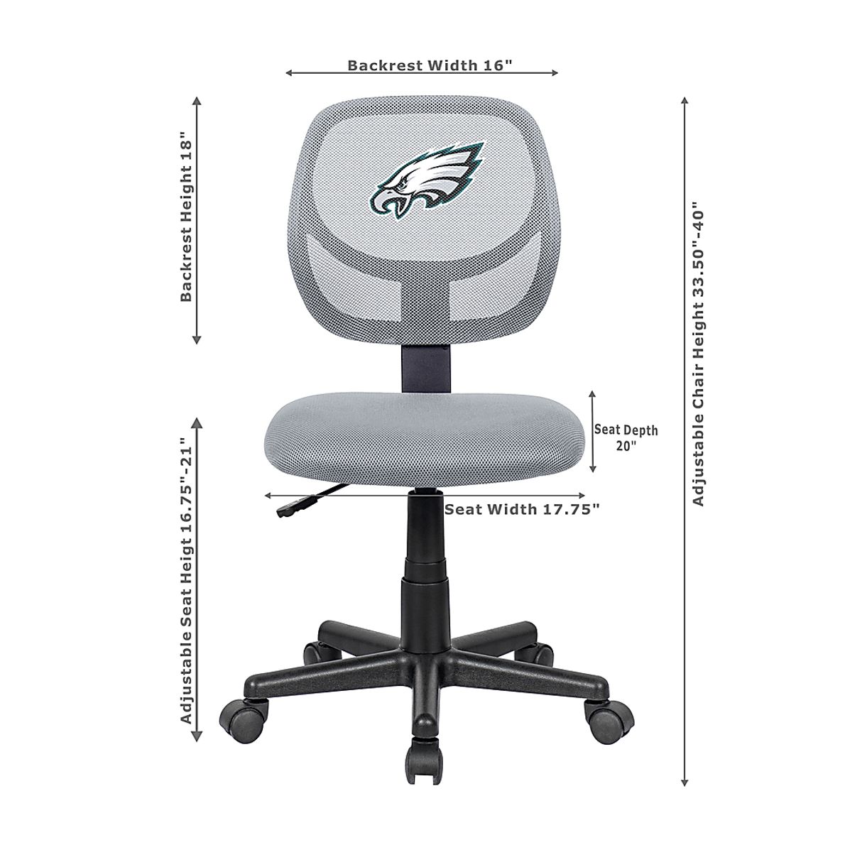 Ball Hacker NFL Philadelphia Eagles Gray Desk Chair - Rooms To Go