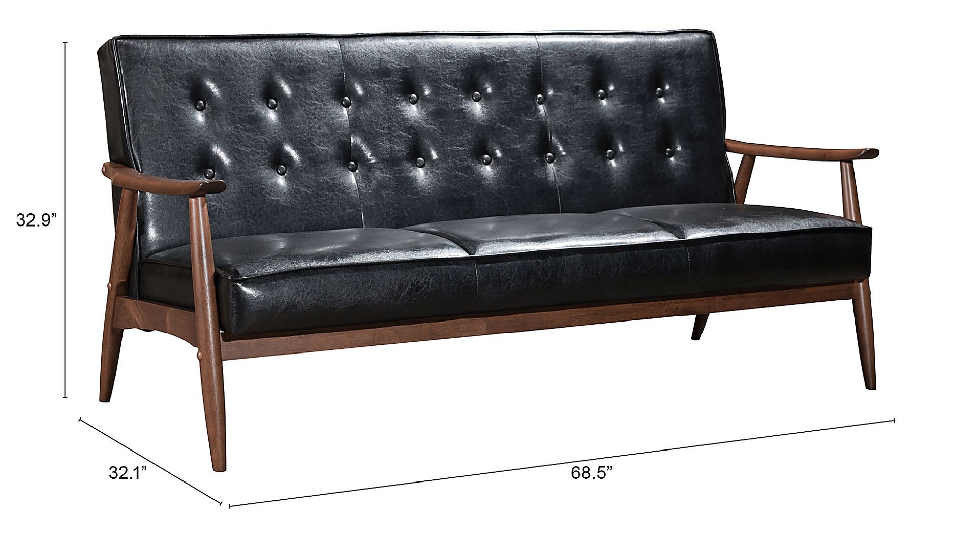 Ballencia Black Polyurethane Fabric Settee | Rooms to Go