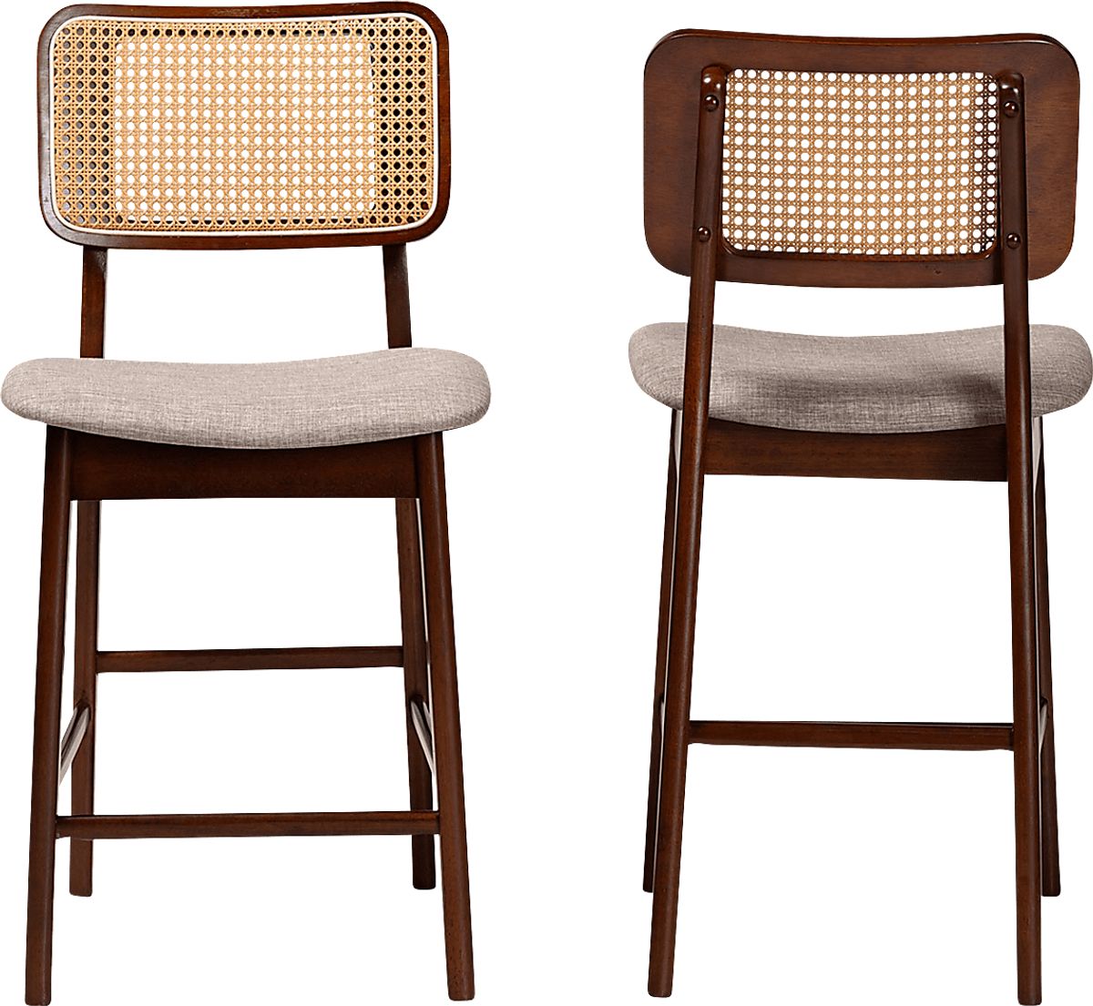 Ballardvale Walnut Brown Polyester Fabric Counter Stool, Set Of 2 ...