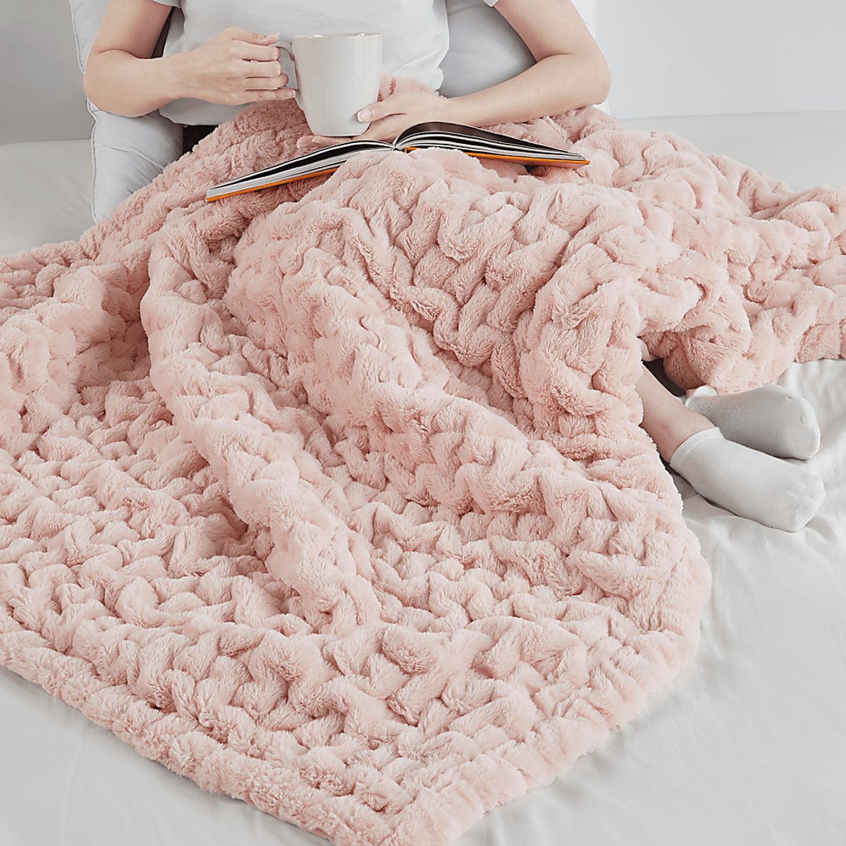 Balleyduff Blush Beige Polyester Fabric Throw Blanket | Rooms to Go