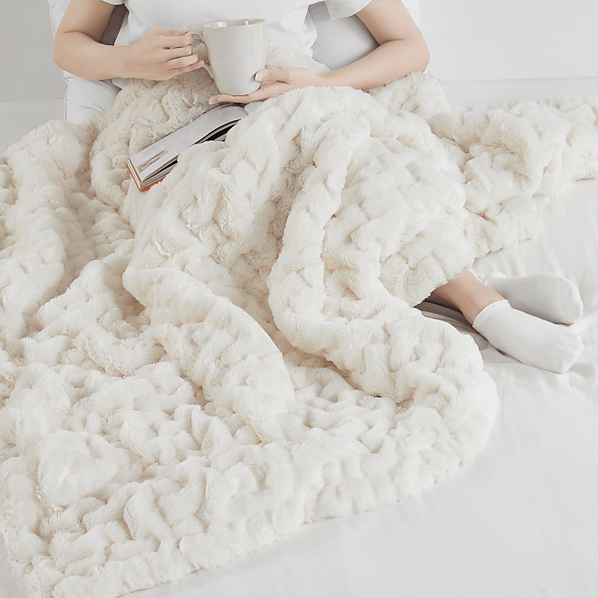 Balleyduff Ivory Beige Polyester Fabric Throw Blanket | Rooms to Go