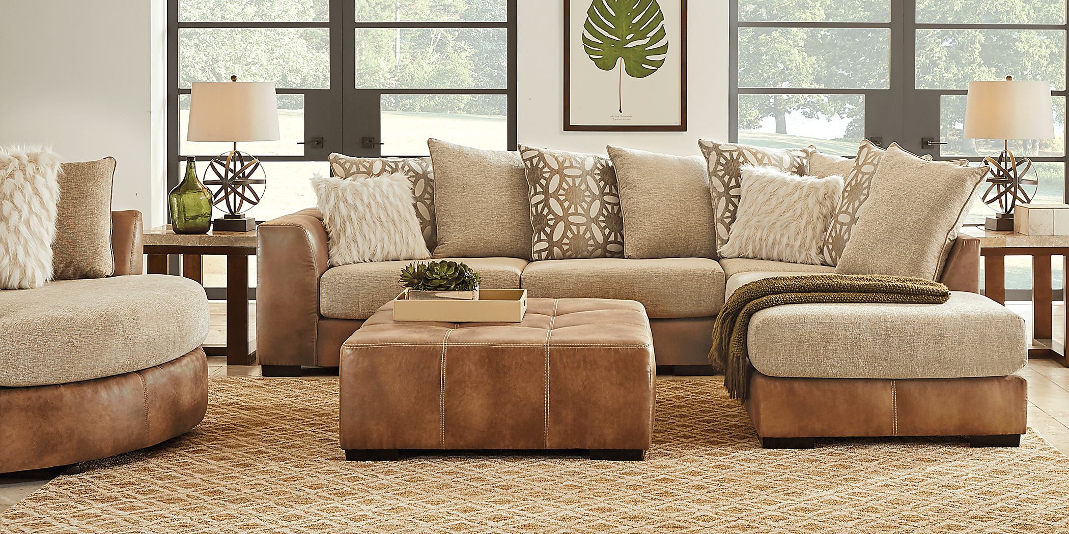 Brown and beige sectional sofa store