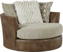 Ballinger Beige Polyester Fabric Swivel Chair | Rooms to Go
