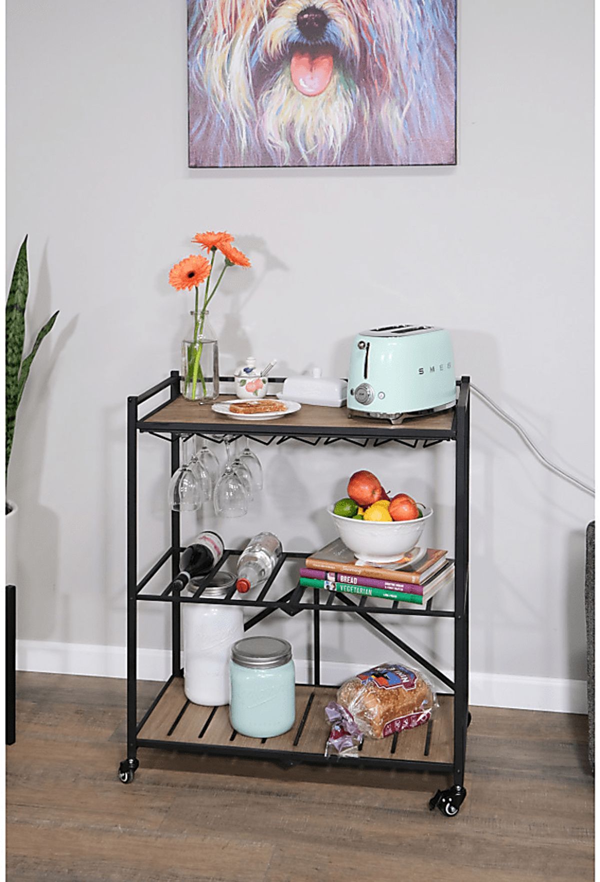 Bangerter Taupe Beige Bar Cart | Rooms to Go