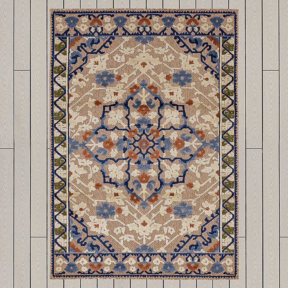Bannia Bay Beige,Blue,Rust Beige,Blue,Red Outdoor Rugs | Rooms to Go