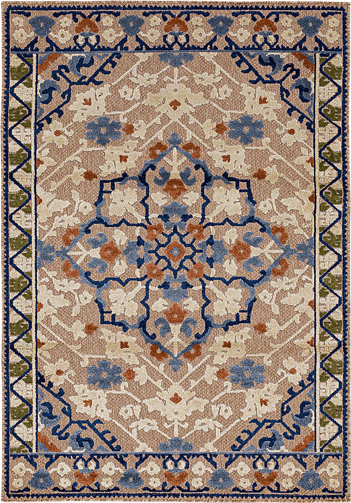 Bannia Bay Beige,Blue,Rust Beige,Blue,Red Outdoor Rugs | Rooms to Go