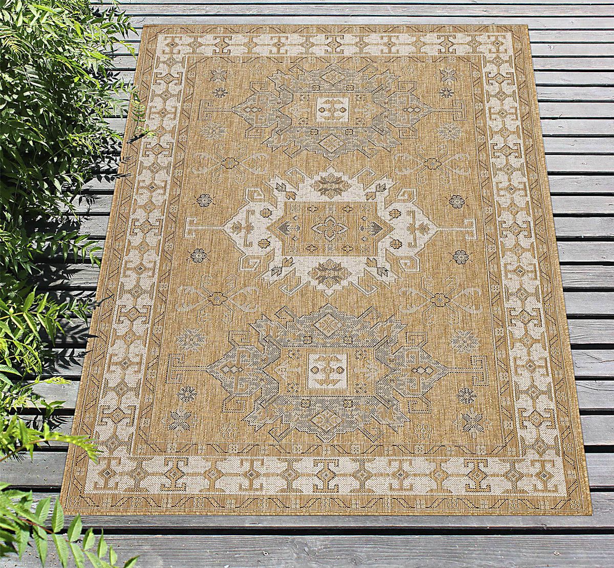 Bannigan Natural Beige,White Outdoor Rugs | Rooms to Go