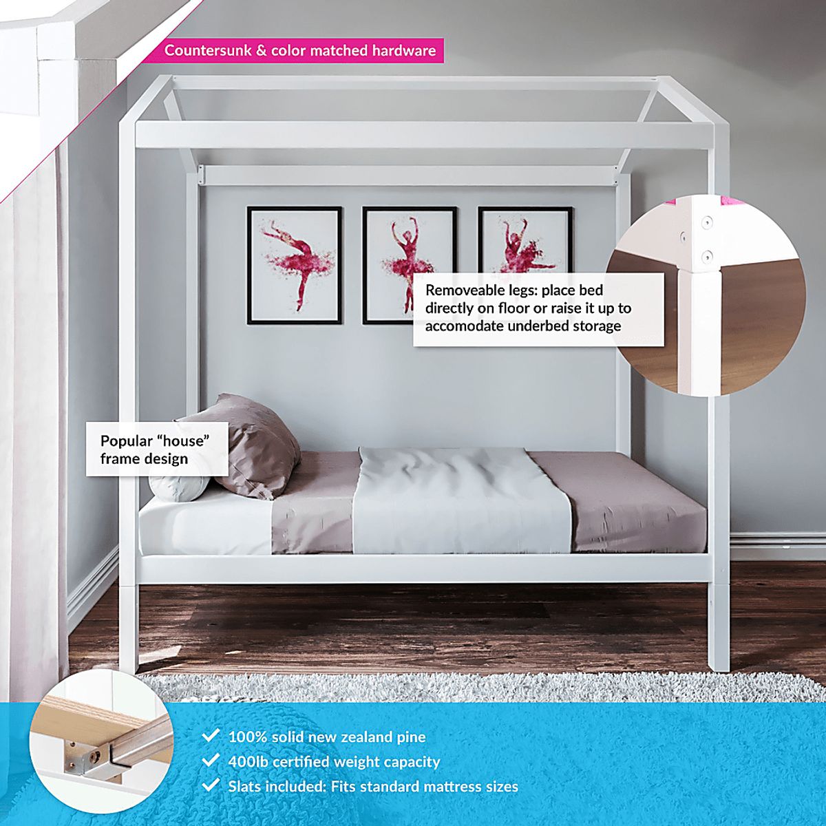 Banting White Colors,White Twin Canopy Bed | Rooms to Go