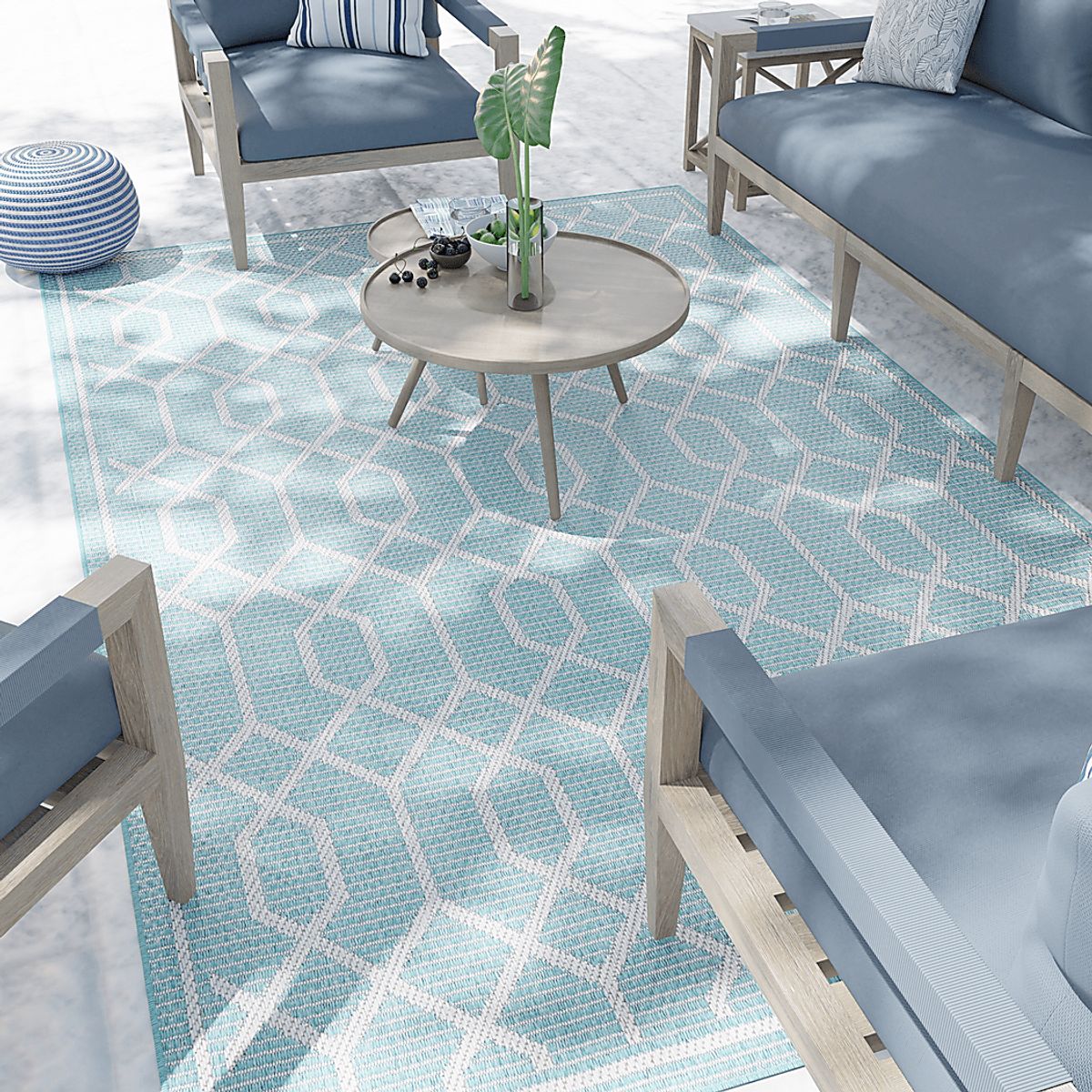 Barika Teal Blue,Green Outdoor Rugs | Rooms to Go