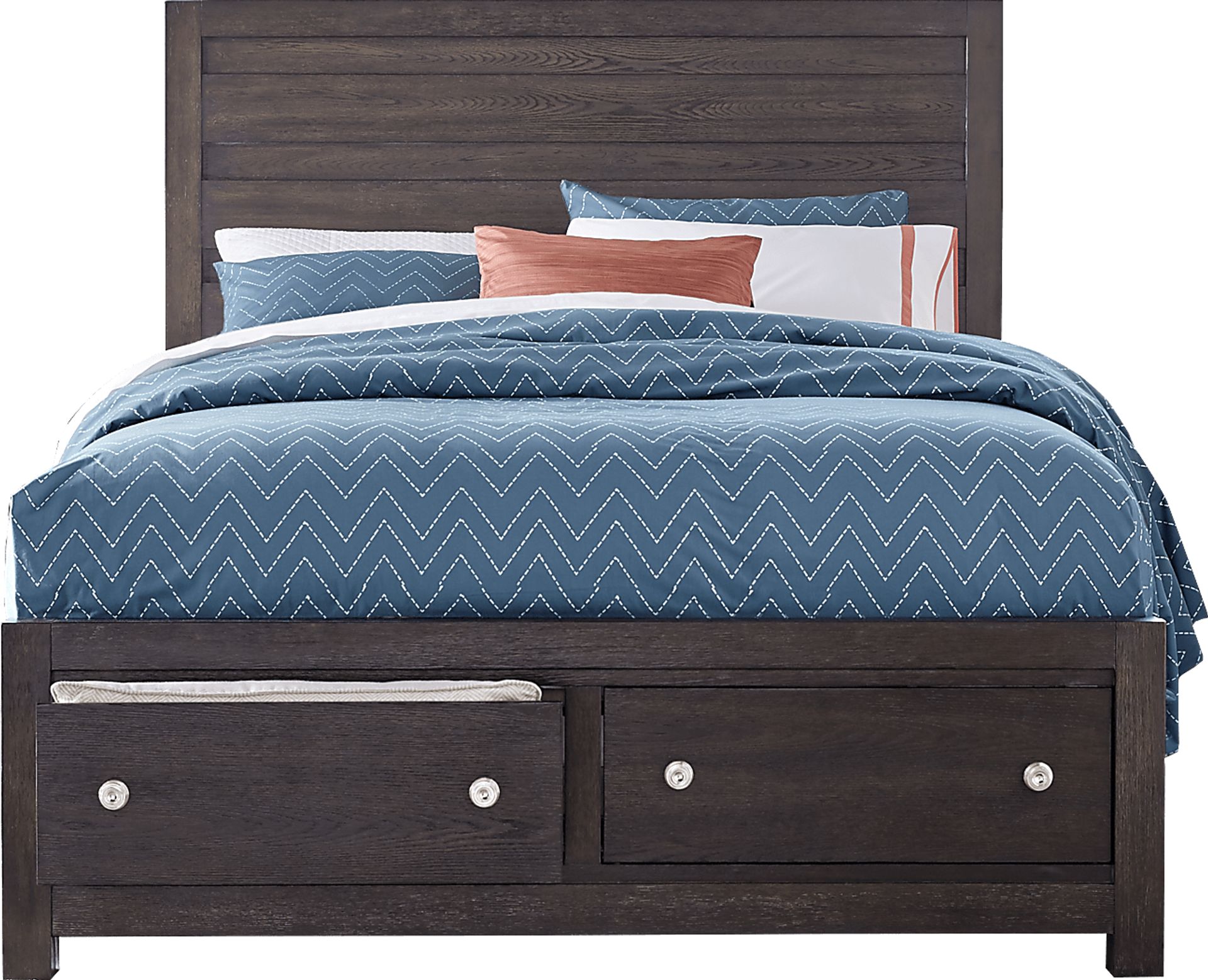 Barringer Place Merlot Dark Wood 3 Pc Queen Panel Bed With Storage ...