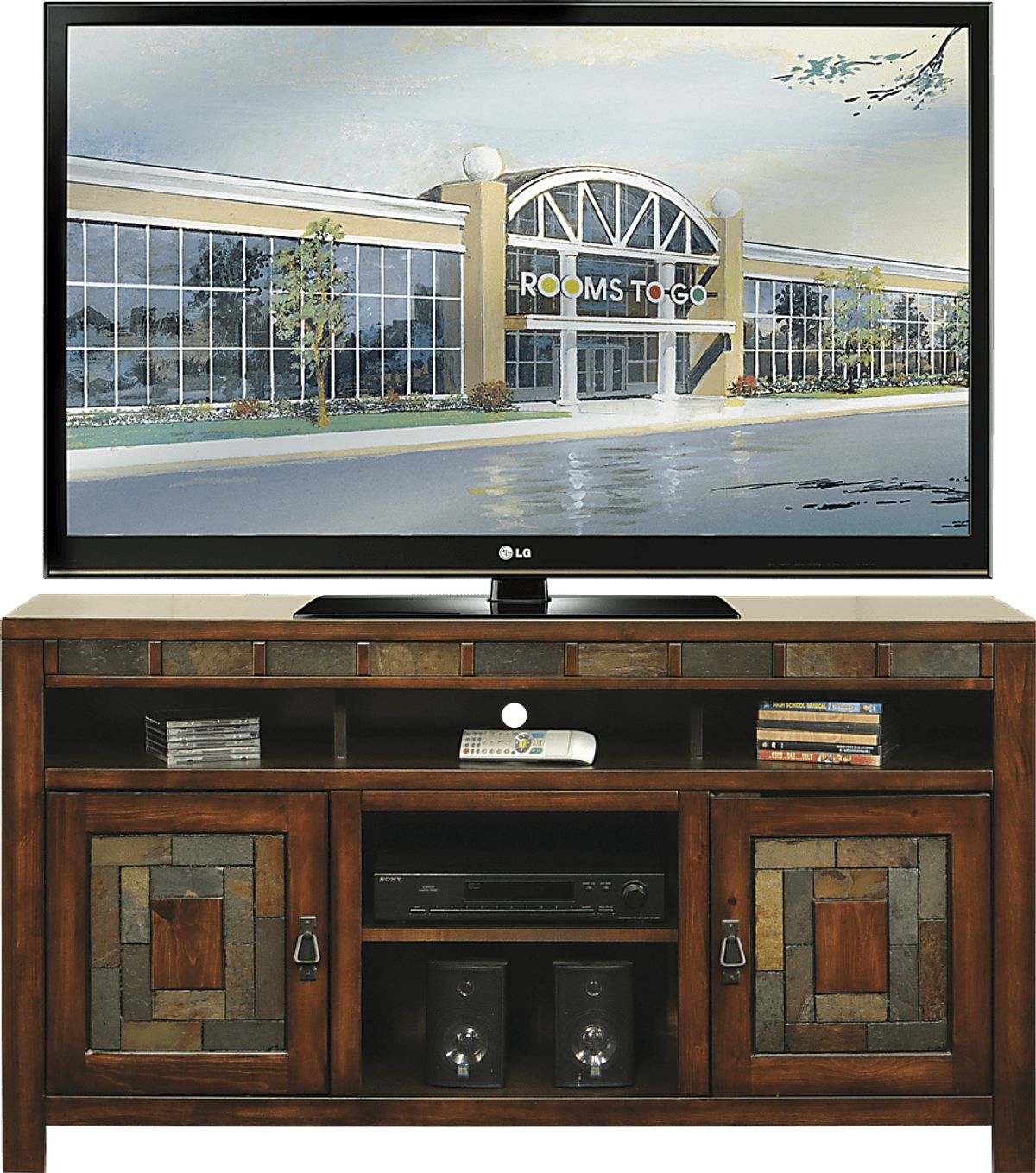 Bartlett Dark Cherry Wood Console | Rooms to Go