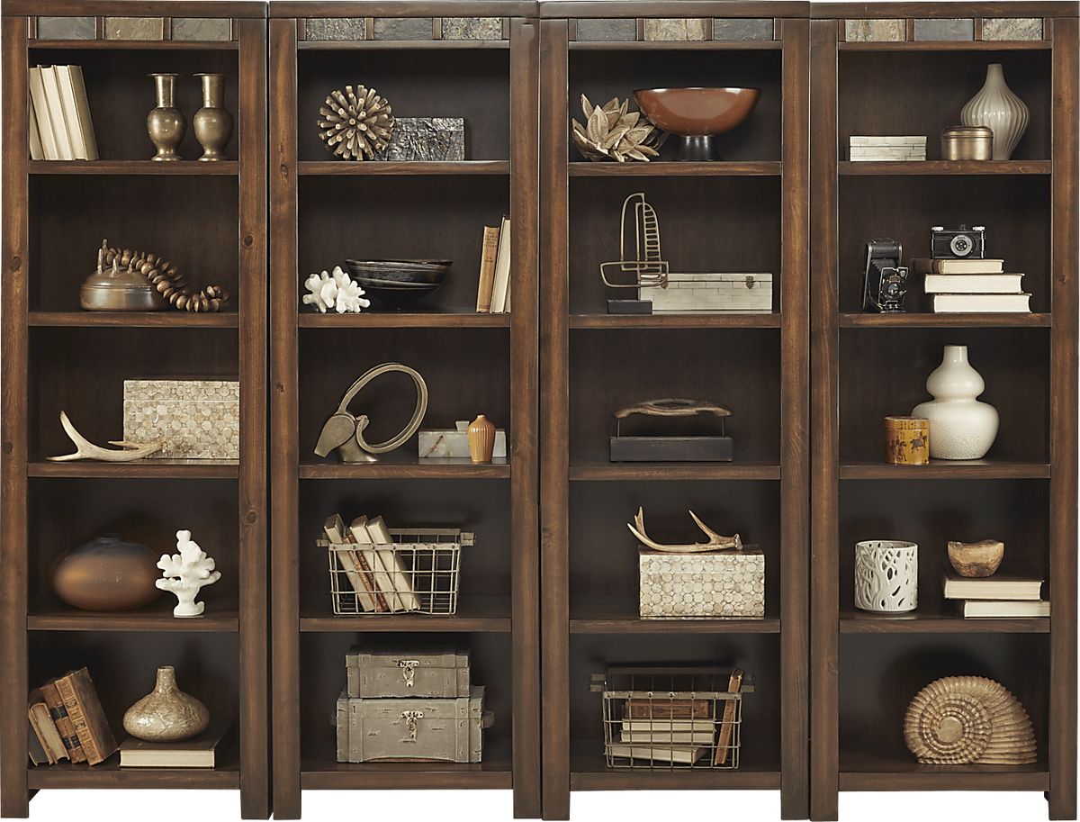 Bartlett II Cherry Dark Wood 4 Pc Bookcase Set | Rooms to Go