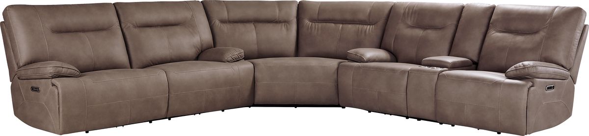 Barton Brown Woven 3 Pc Dual Power Reclining Sectional | Rooms to Go