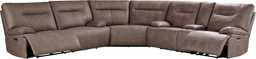 Barton Brown Woven 3 Pc Dual Power Reclining Sectional | Rooms to Go