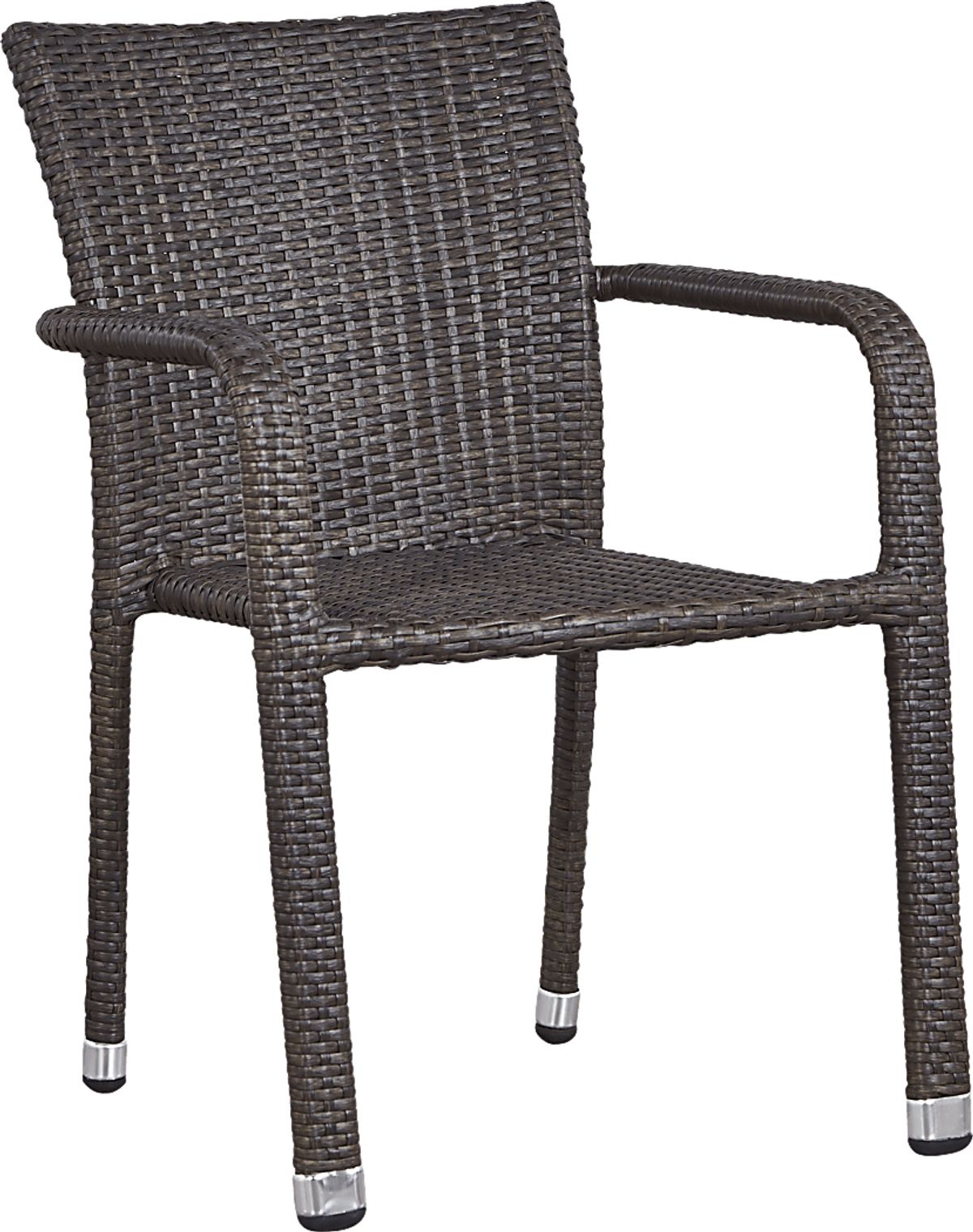 Bay Terrace Brown Dark Wood Wicker Outdoor Square Back Arm Chair ...