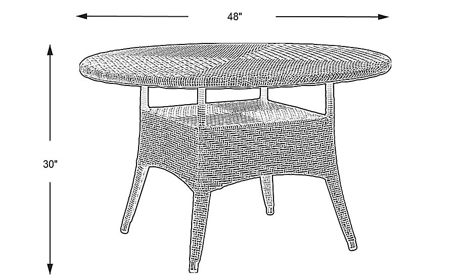 Bay Terrace Gray Wicker 48 in. Round Outdoor Dining Table - Rooms To Go