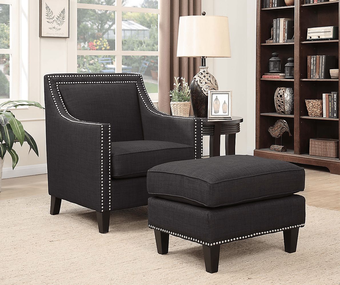 Bazemore Charcoal Ottoman - Rooms To Go