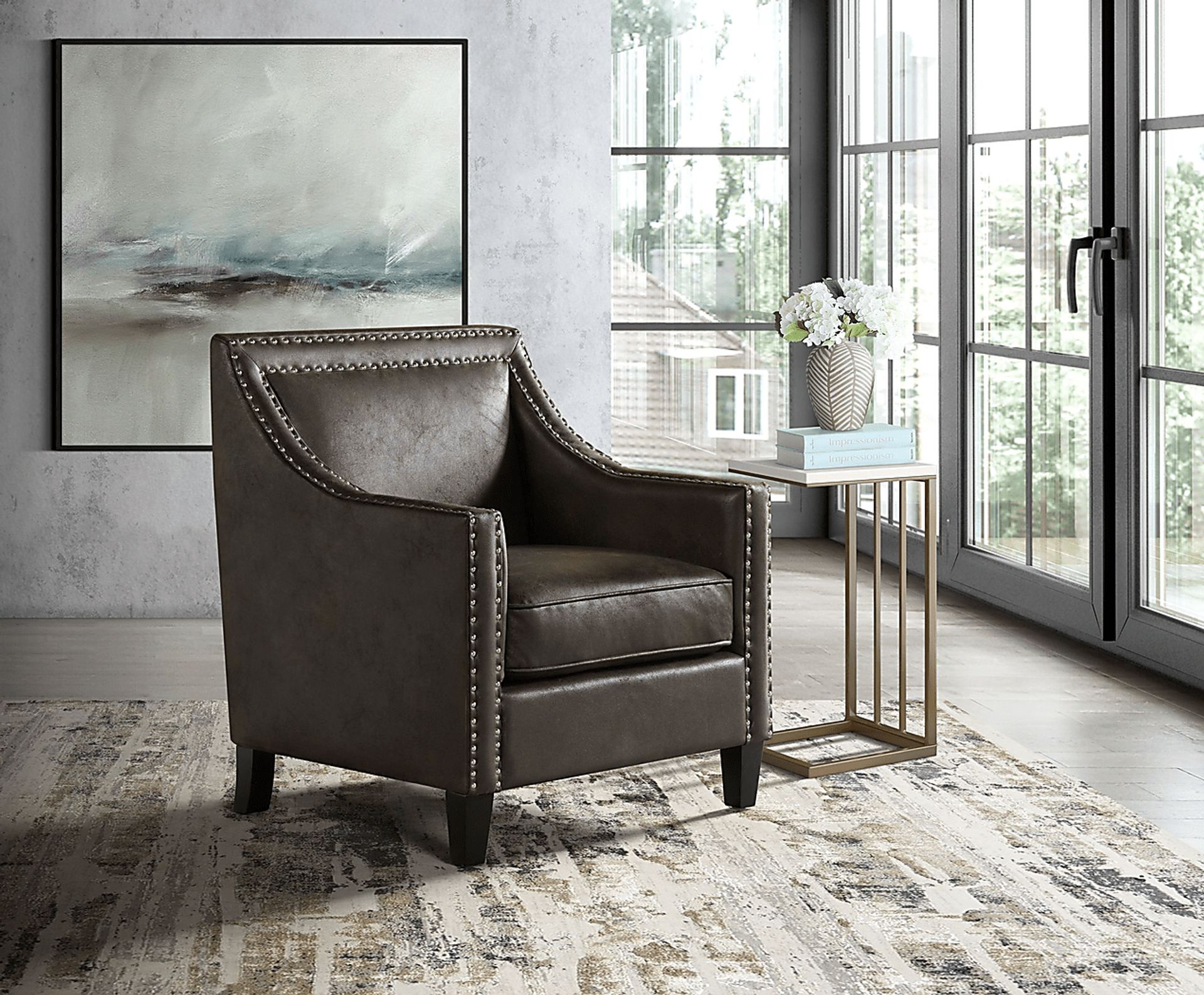 Bazemore Espresso Brown Polyester,Polyurethane Fabric Accent Chair ...