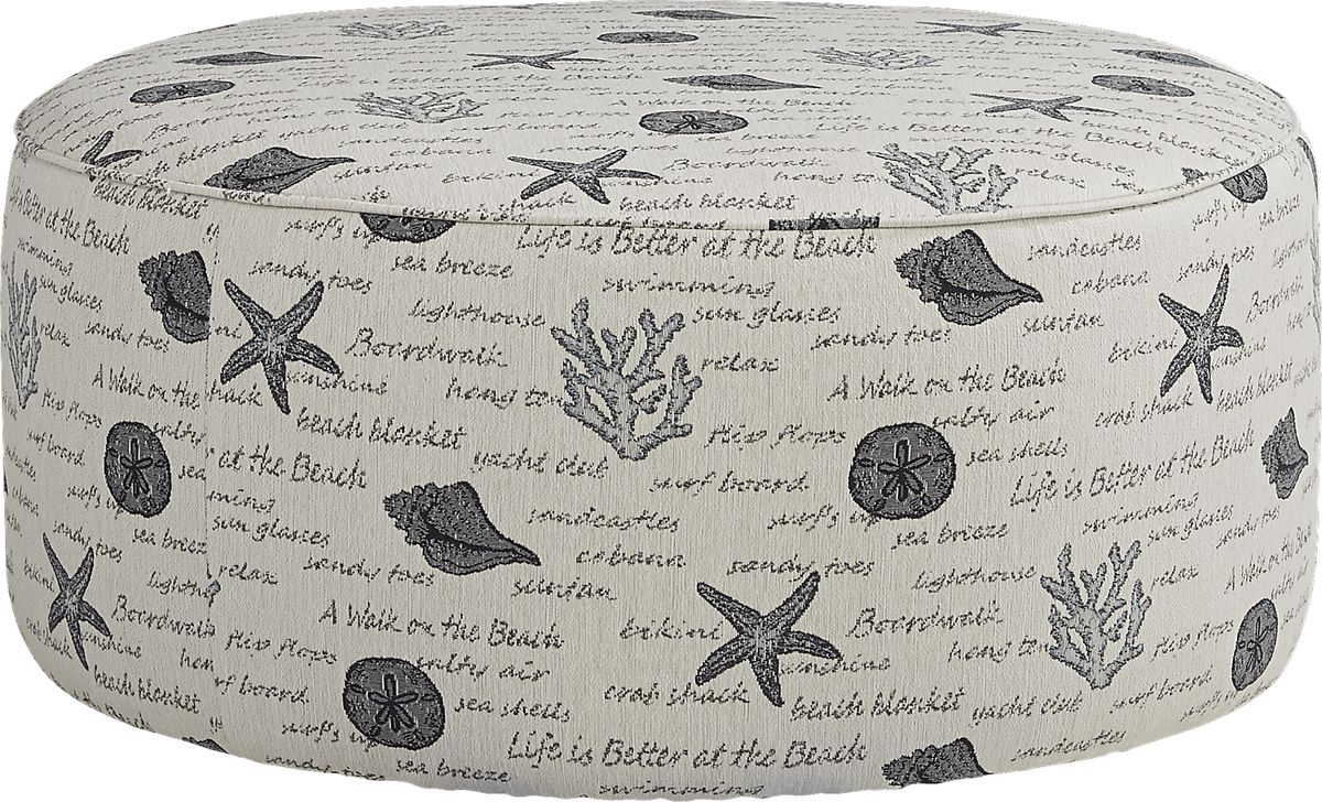 Beachfront Marine Blue Polypropylene Fabric Cocktail Ottoman | Rooms to Go