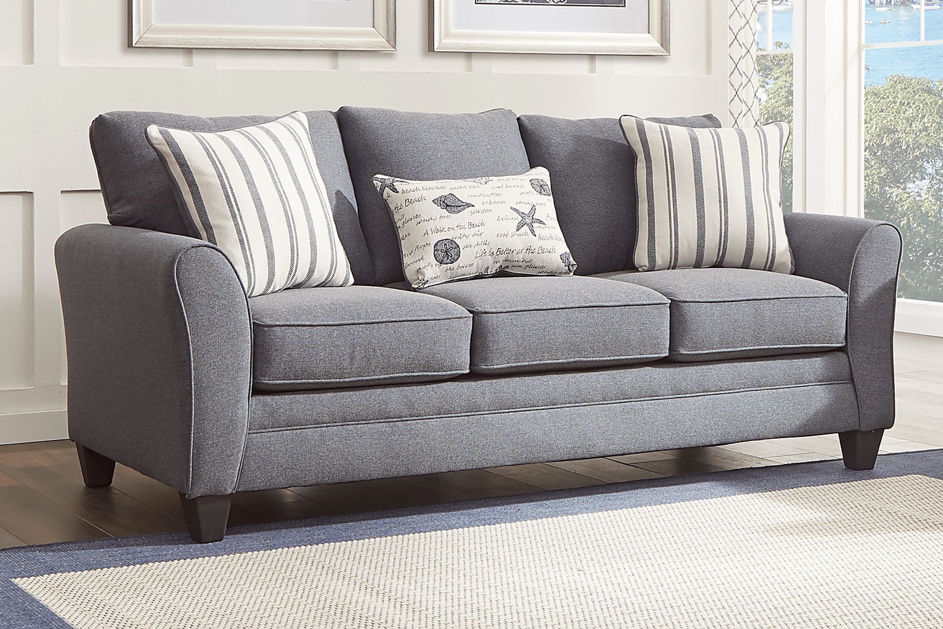 Beachfront Marine Blue Polypropylene Fabric Sofa Rooms to Go