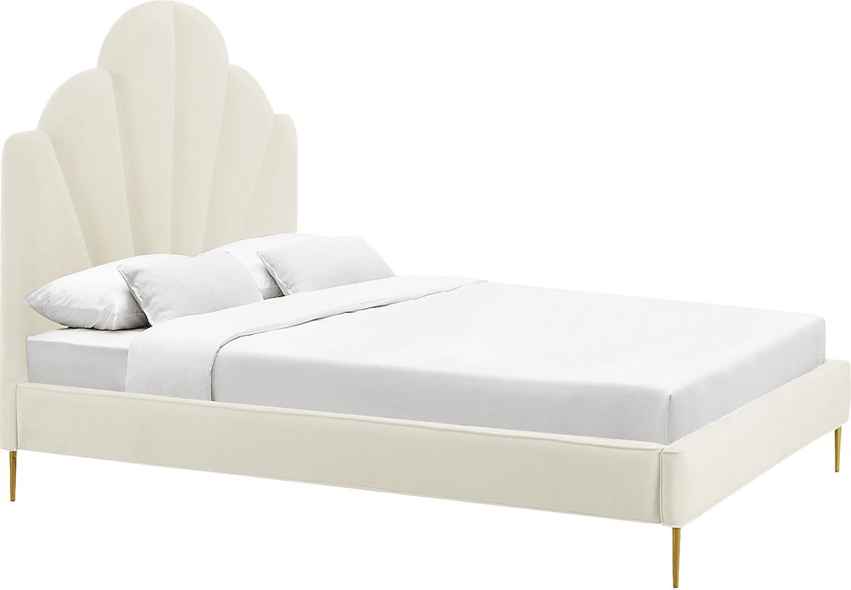 Beaverbrook Cream Beige Polyester Fabric Queen Bed | Rooms to Go