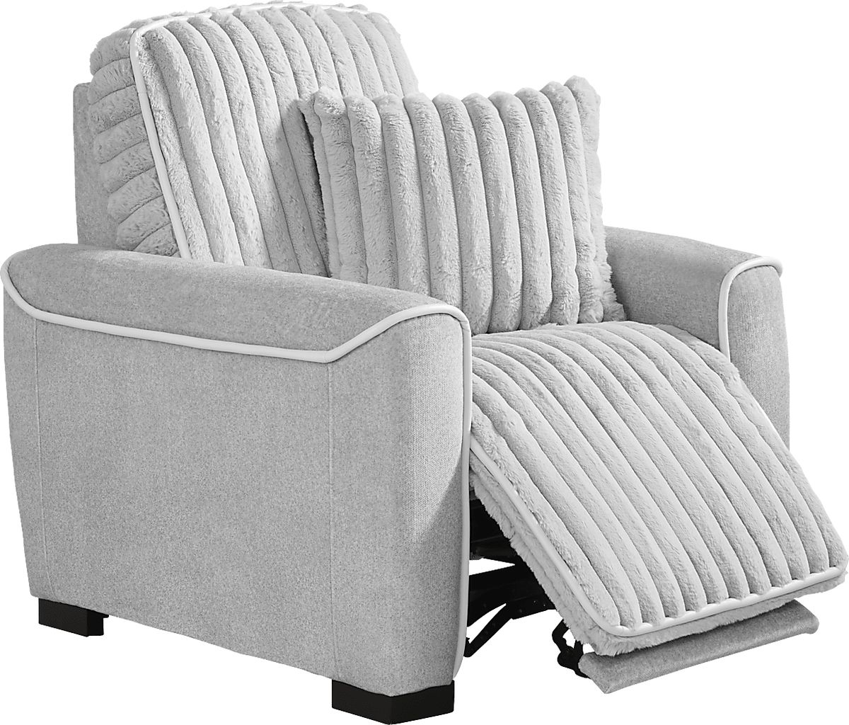 Bedingfield Gray Polyester Fabric Dual Power Recliner | Rooms to Go
