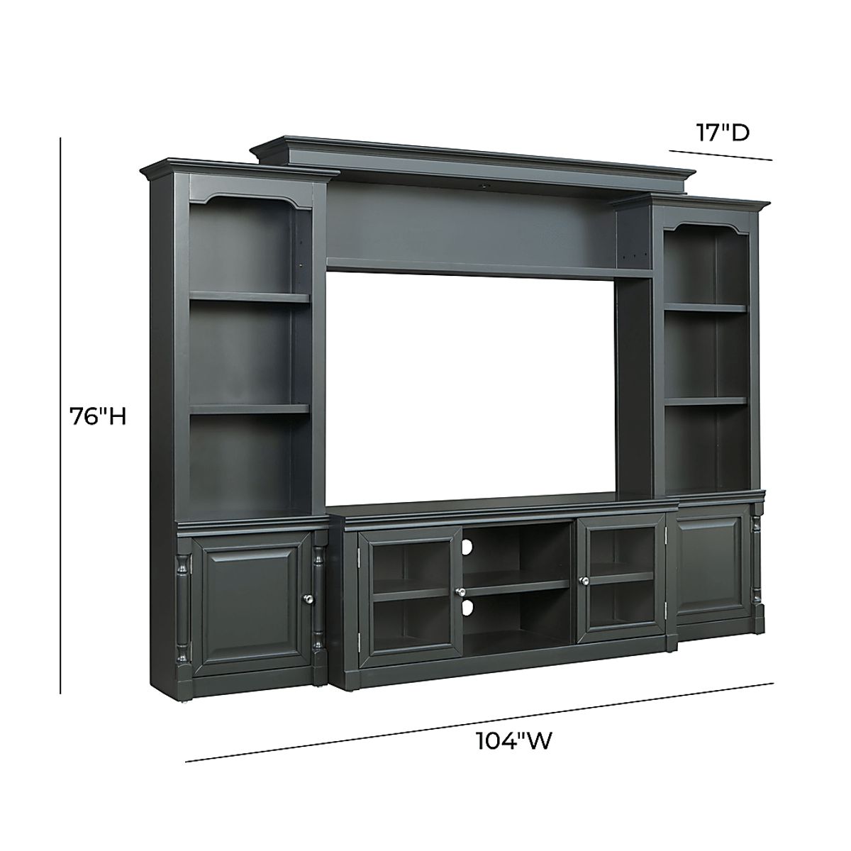 Beidiman I Charcoal Gray Black,Gray Wall Unit W/ 104.5 in. Console ...