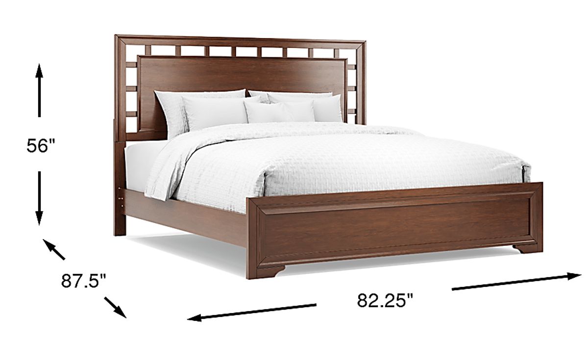 Belcourt Brown Cherry Dark Wood 3 Pc King Lattice Bed | Rooms to Go