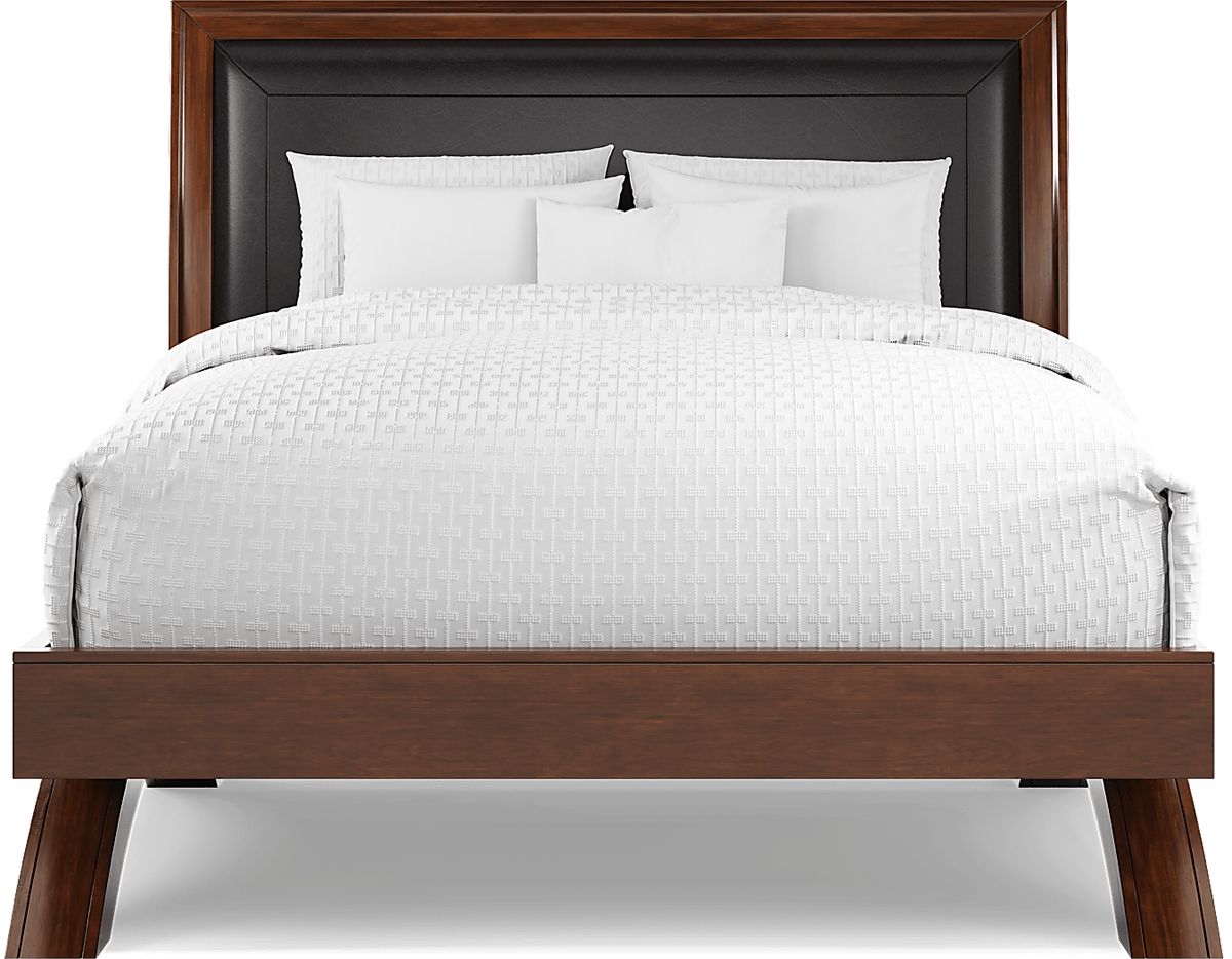 Belcourt Brown Cherry Dark Wood 3 Pc Queen Upholstered Arch Bed | Rooms ...