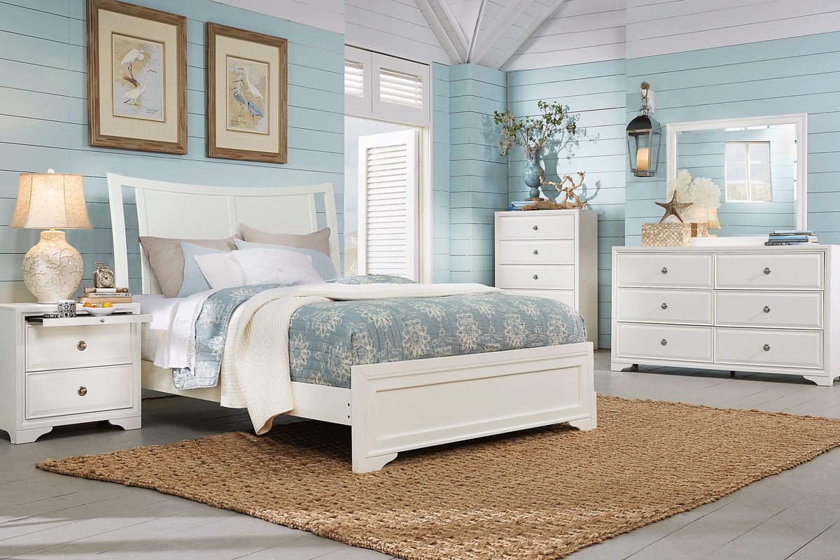 Belcourt 7 Pc White Colors,White Queen Bedroom Set With Dresser, Mirror, Nightstand, 3 Pc Queen ...
