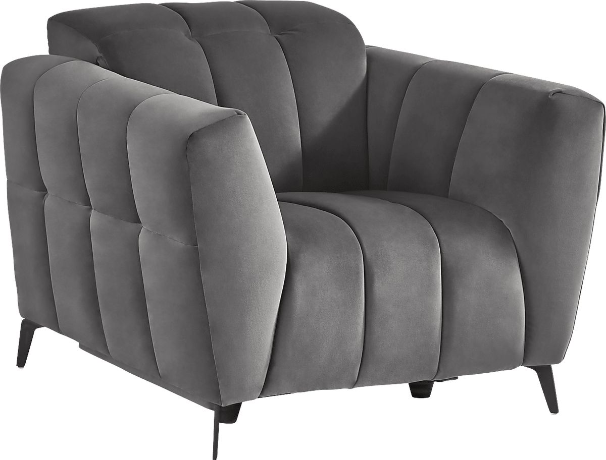 Belden Place Gray Velvet Plush Dual Power Recliner | Rooms to Go