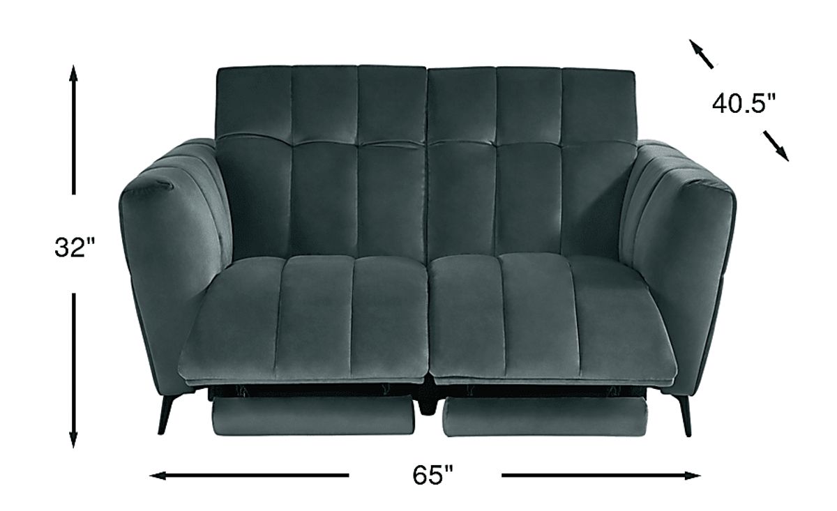 Belden Place Teal Blue,Green Velvet Plush Dual Power Reclining Loveseat ...