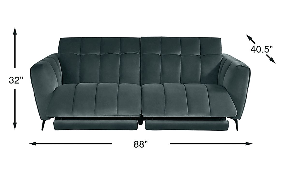 Belden Place Teal Blue,Green Velvet Plush Dual Power Reclining Sofa ...