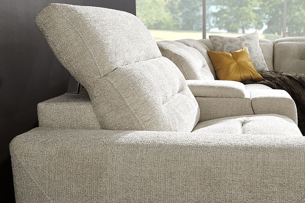 Belia Beige Polyester Fabric 6 Pc Dual Power Reclining Sectional ...