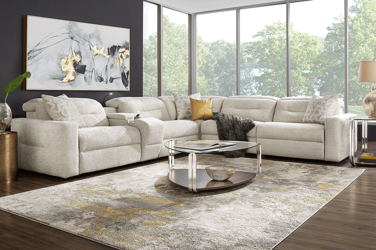 Belia 9 Pc Beige Knitted Dual Power Reclining Sectional Living Room ...