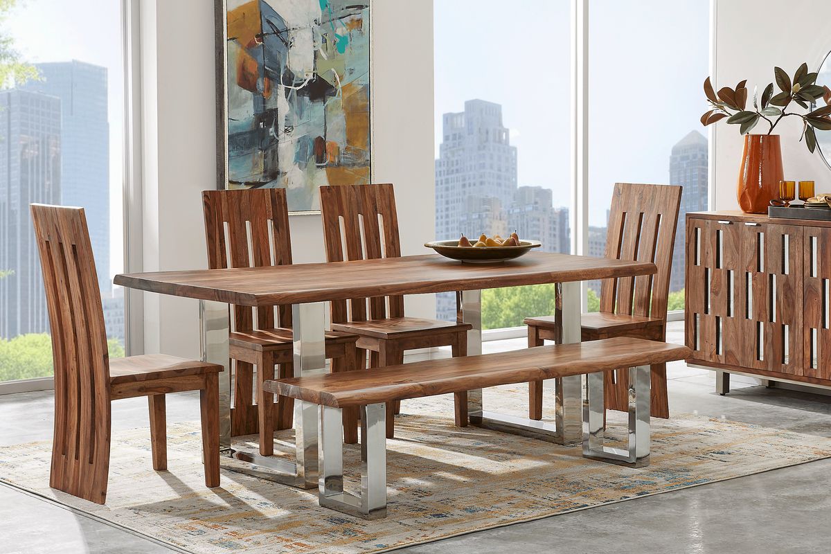 Bellac Point 6 Pc Nutmeg Light Wood Dining Room Set With Dining Table ...