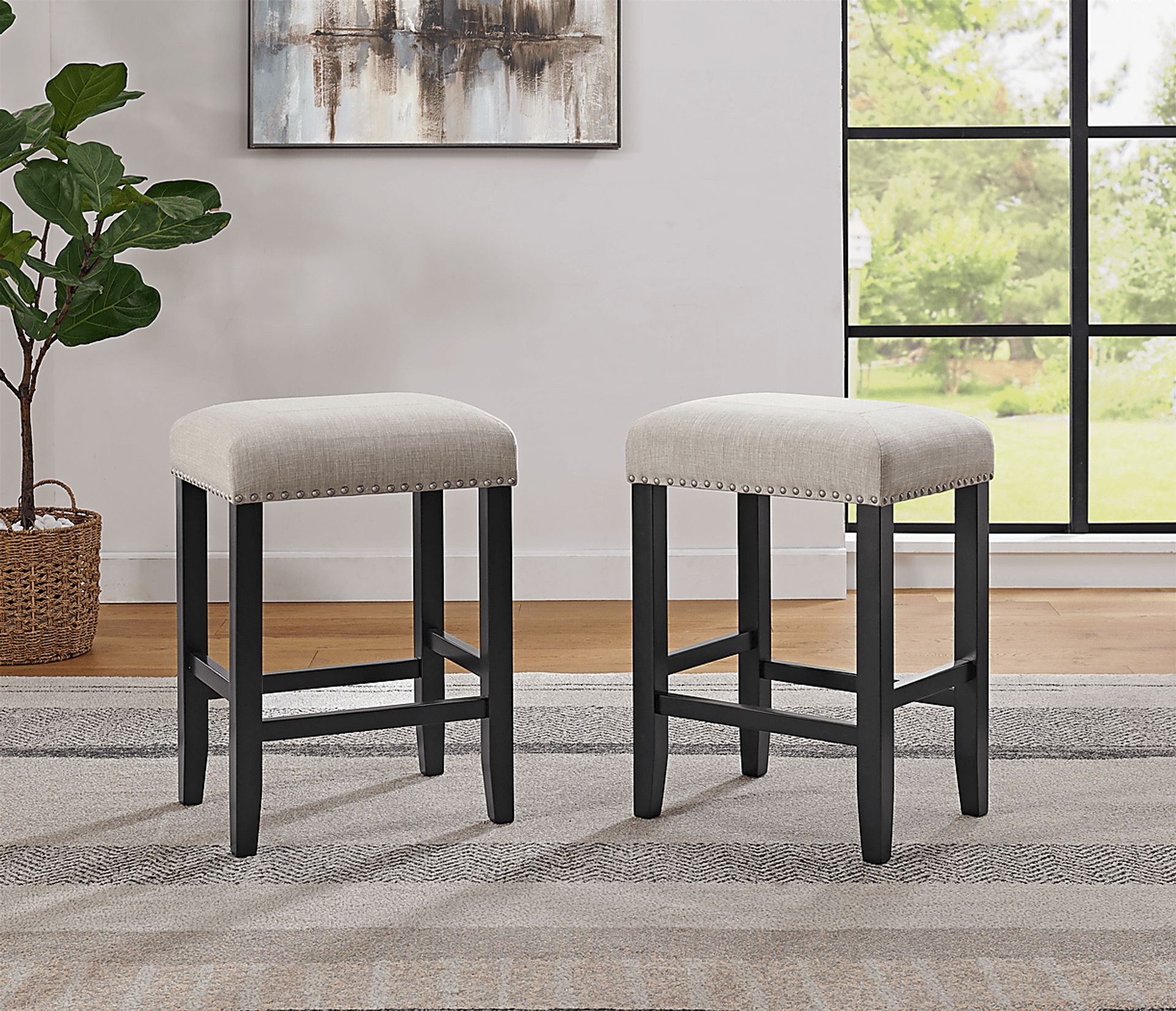 Bellavia Black Black,Colors Polyester Fabric Counter Stool | Rooms to Go