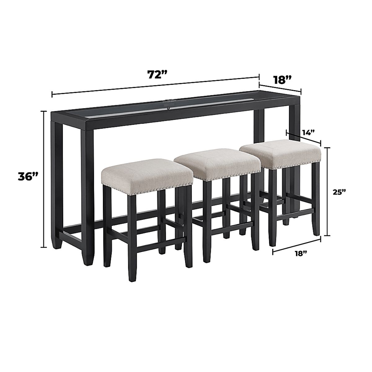 Bellavia Black Black,Colors Bar Table | Rooms to Go