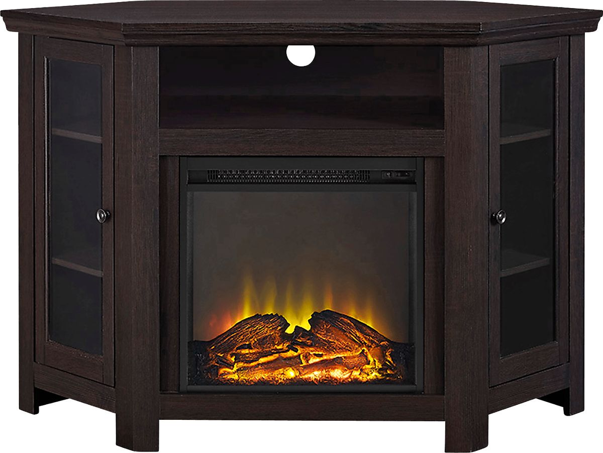 Bellgrave Espresso Dark Wood 48 in. Console, With Electric Fireplace ...