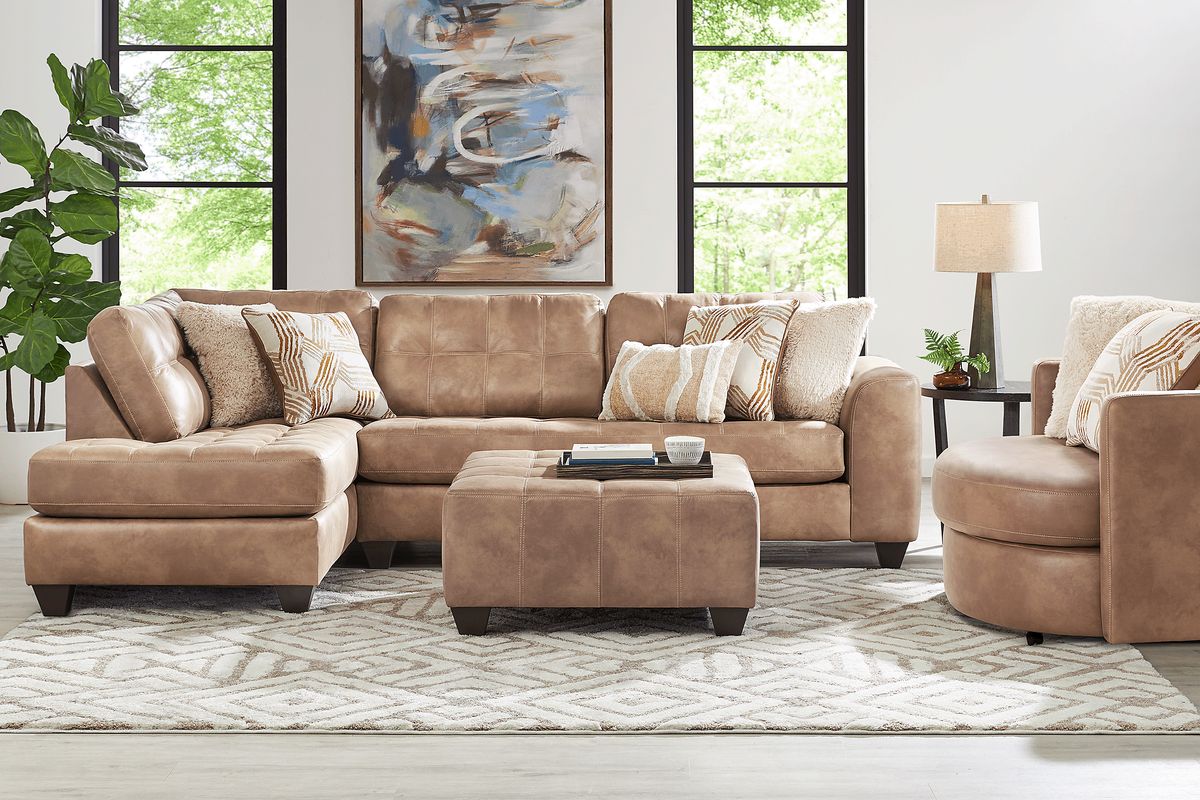 Bellinger 5 Pc Camel Brown Polyester,Polyurethane Fabric Living Room ...