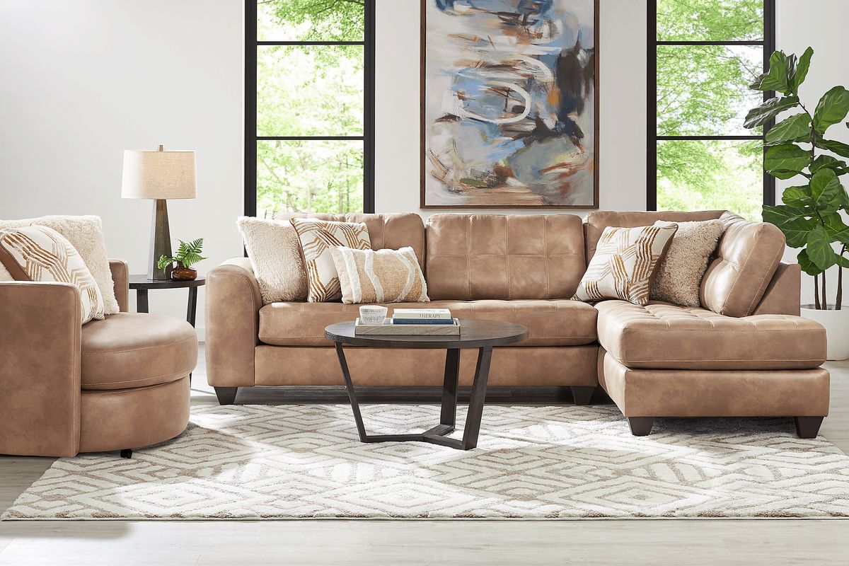 Bellinger 5 Pc Camel Brown Polyester,Polyurethane Fabric Living Room ...