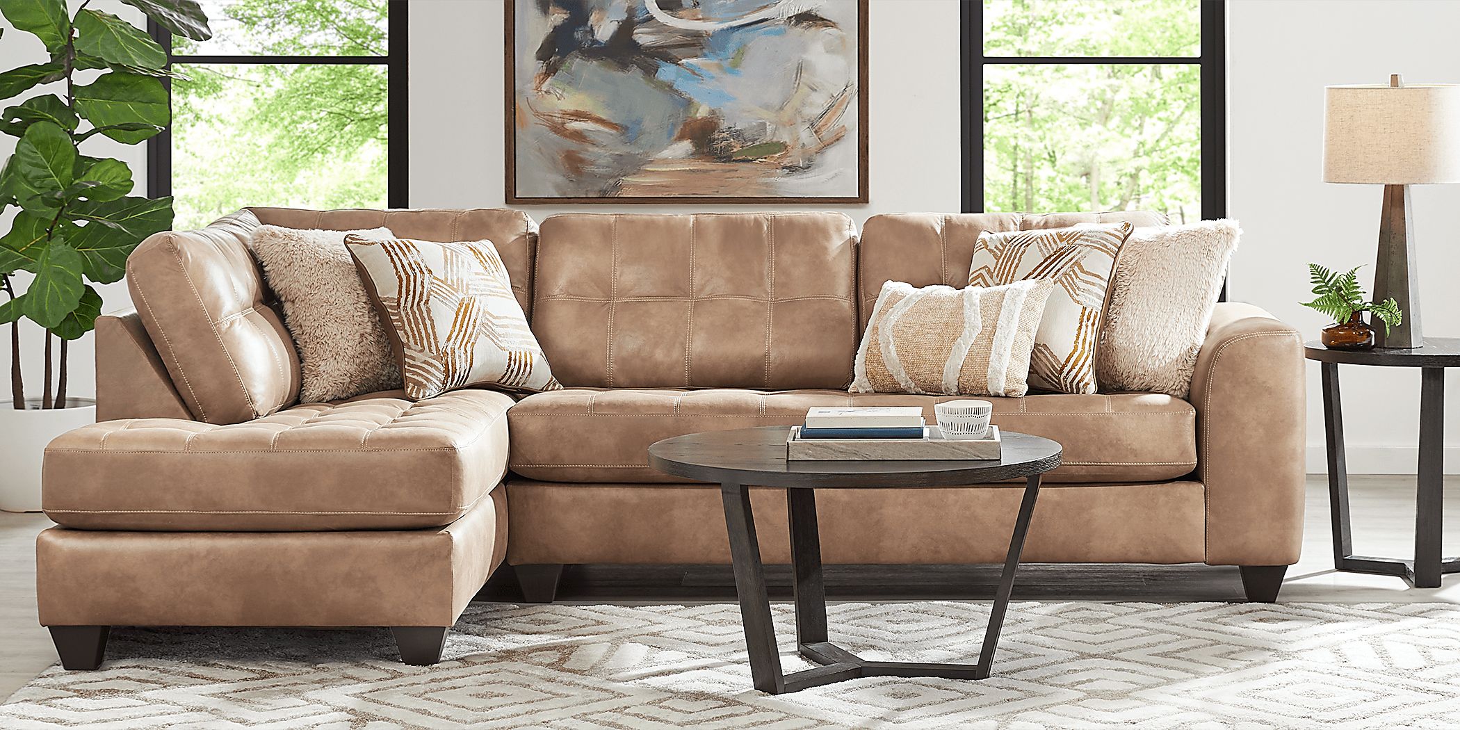 Bellinger 5 Pc Camel Brown Polyester,Polyurethane Fabric Living Room ...