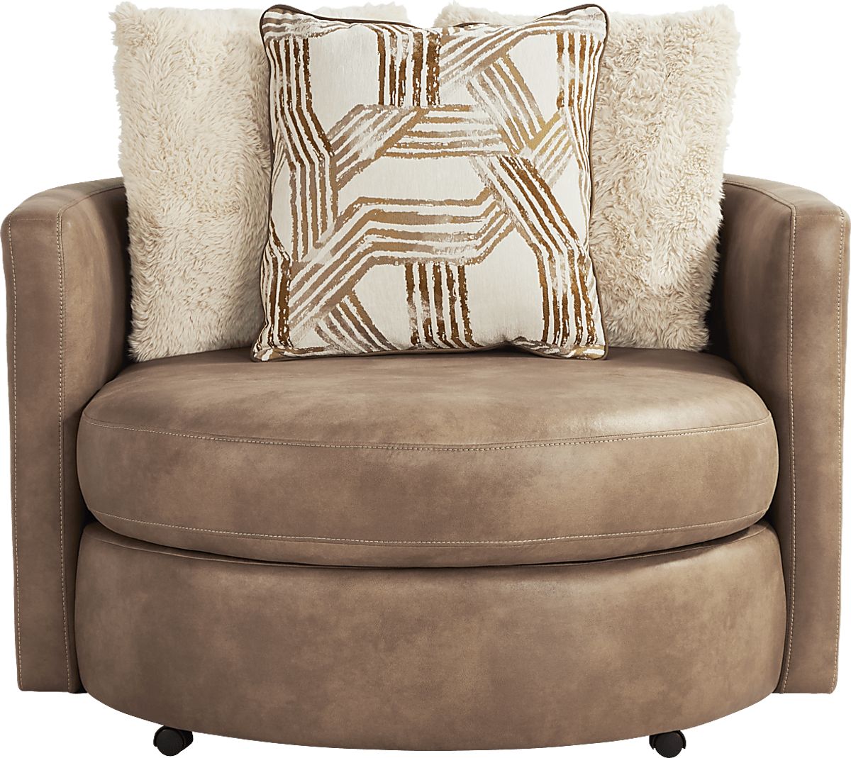 Bellinger Camel Brown Polyester,Polyurethane Fabric Swivel Chair ...