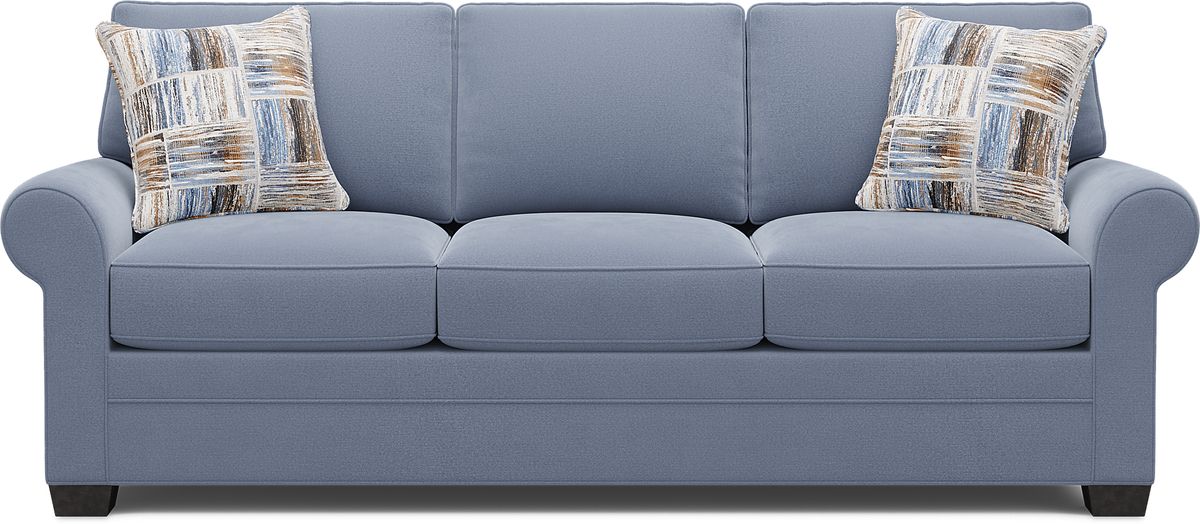 Cindy Crawford Bellingham 7 Pc Blue Microfiber Living Room Set With ...